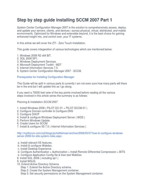 Step By Step Guide Installing Sccm 2007 Pdf Active Directory Internet Information Services