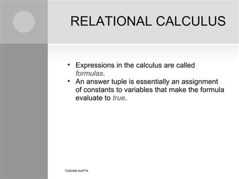 Presentation On Dbmsrelational Calculus Ppt Databases Computer Software And Applications