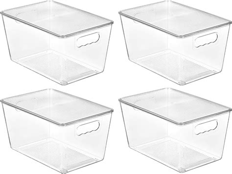 Vtopmart 4 Pack Clear Stackable Storage Bins With Lids Plastic