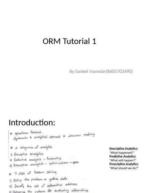 Orm Tutorial 1 Pdf Analytics Linear Programming