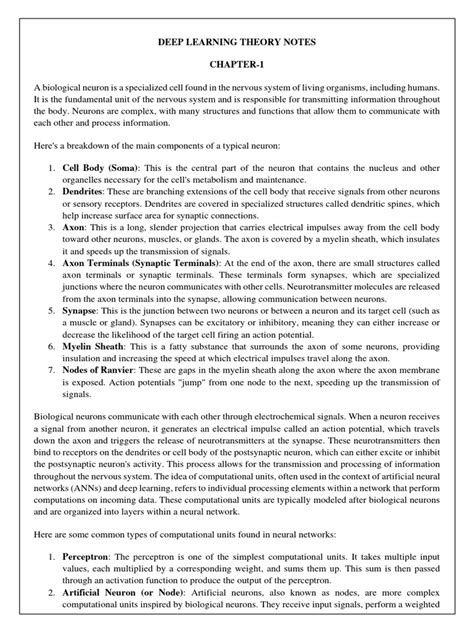 Deep Learning Theory Notes Pdf Artificial Neural Network Axon
