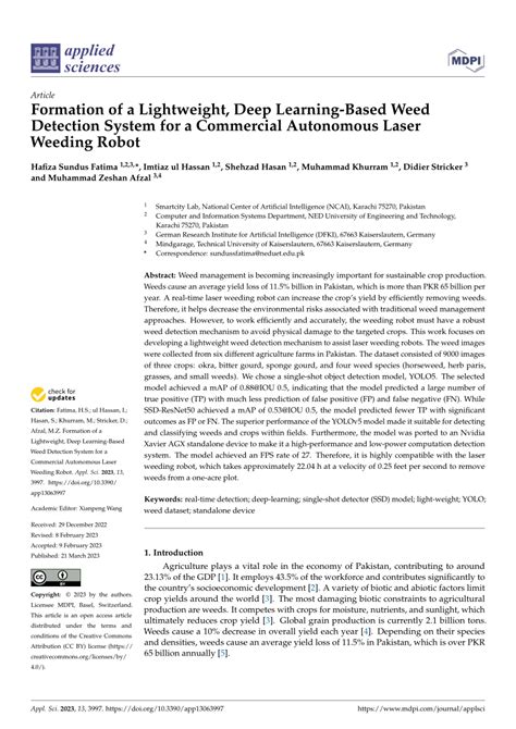PDF Formation Of A Lightweight Deep Learning Based Weed Detection System For A Commercial