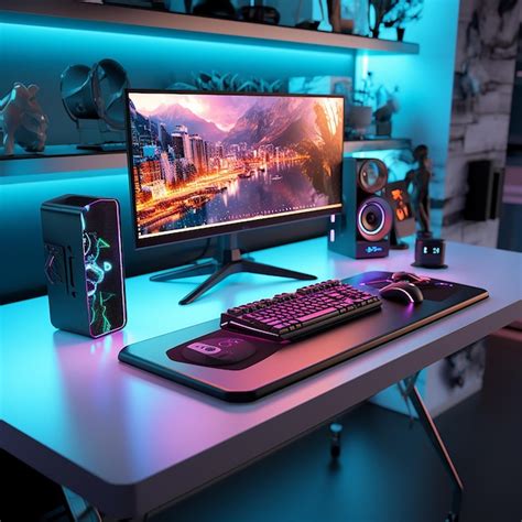 Premium Ai Image Desktop Is Only Display And Keyboard Mouse