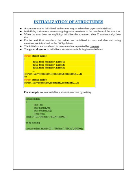 6 2 Initialization Of Structures 1 Pdf