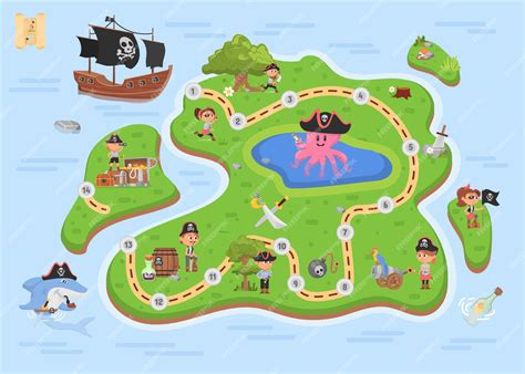 Premium Vector Pirate Game Map Pirates Attraction Board Paper Travel