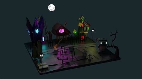 3d Model Hunted City Diorama 001 Vr Ar Low Poly Cgtrader