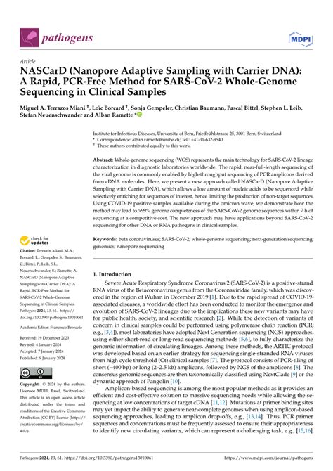 Pdf Nascard Nanopore Adaptive Sampling With Carrier Dna A Rapid Pcr Free Method For Sars