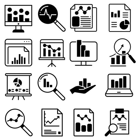 Data Analysis Icon Vector Set Profit Graph Illustration Sign