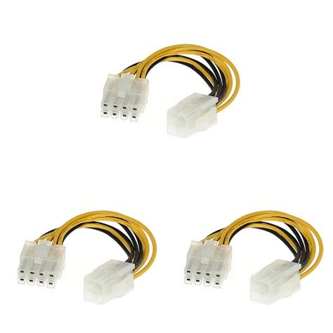 Zhuoting Atx 4 Pin Male To 8 Pin Female Power Cord Adapter Cpu Power Supply 2pcs