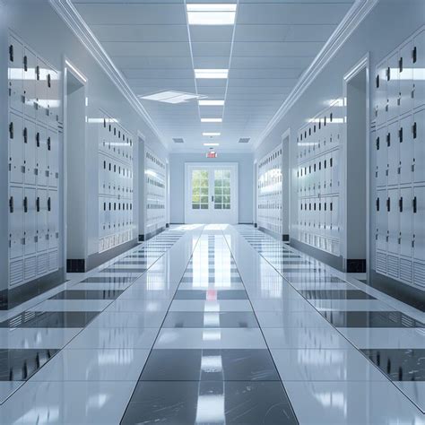 High School Hallway With Lockers Education Classroom Entrance Hospital Office Empty Building