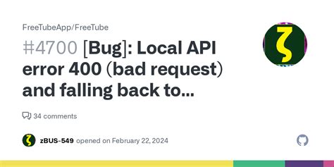 Bug Local Api Error 400 Bad Request And Falling Back To Invidious Api When Loading Videos