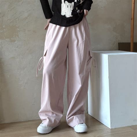 식스앤식스 하비추천~77 레나 리본 와이드 카고팬츠 위시버킷