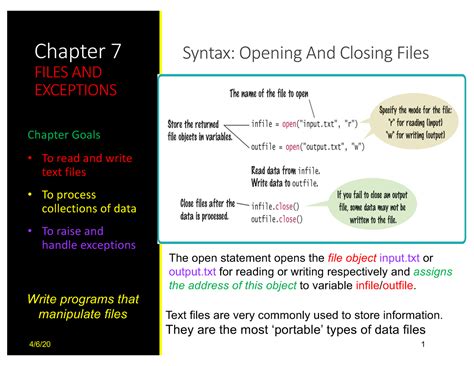 Chapter 07 Computer 1001 Lecture Notes Ch 7 Chapter 7 Files And Exceptions Chapter