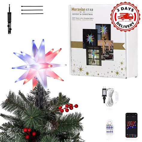 985″ Lighted Foldable Moravian Star Tree Topper With Stabilizer