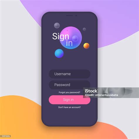 화면에 로그인 합니다 모바일 Ui 디자인 개념을 청소 암호 양식 창 로그인 응용 프로그램입니다 트렌디한 홀로그램 그라디언트