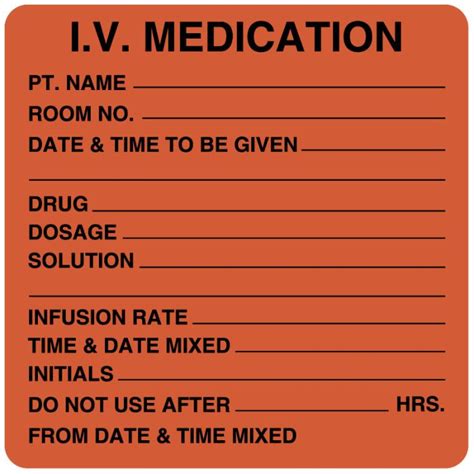 Medication Syringe Label Template