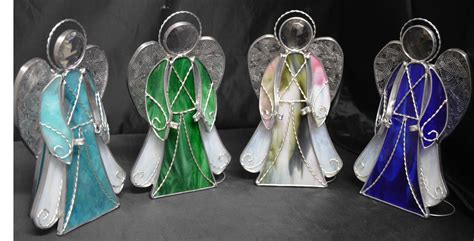 Beautiful Free Standing Stained Glass Angels
