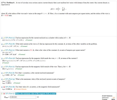 Solved A Wire Of Circular Cross Section Carries Current
