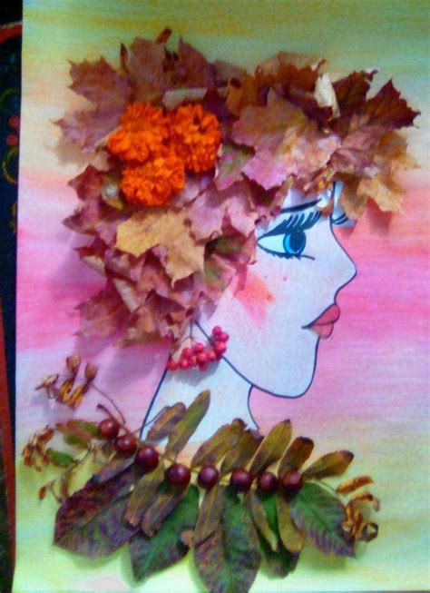 Девушка осень рисунок из листьев фото и картинки 68 штук