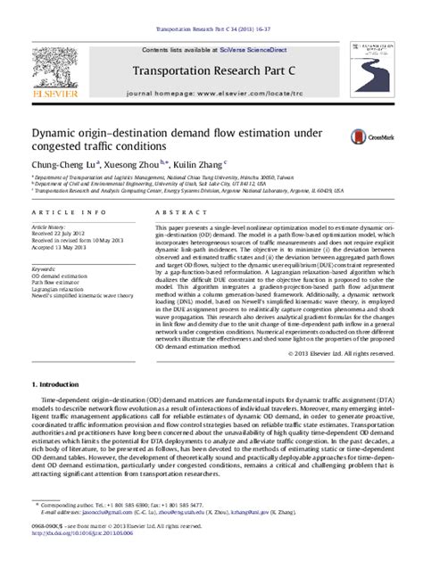 Pdf Dynamic Origin Destination Demand Flow Estimation Utilizing Heterogeneous Data Sources