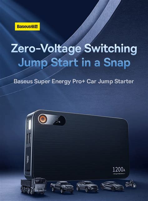 Baseus 점프 스타터 보조베터리 자동차 비상 발전소 배터리 충전기 부스터 시동 장치 12000mah 1200a 12v