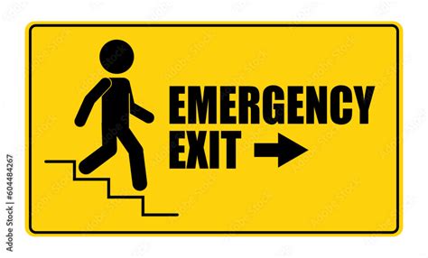 Printable Design Label Sticker Of Black Stick Man Walking Or Climbing Down Stair Or Ladder With