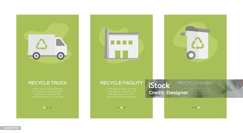 플랫 아이콘과 모바일 앱 페이지 화면을 온보딩 개념 재활용 Ux Ui 디자인 템플릿 벡터 일러스트 0명에 대한 스톡 벡터 아트 및 기타 이미지 Istock