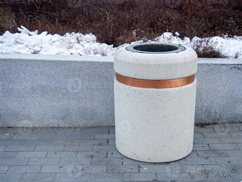 Stone Trash Can Caring For Ecology Trash Can Design 12195423 Stock