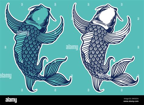 Blue Koi Fish Vector Illustration Cartoon Style Stock Vector Image