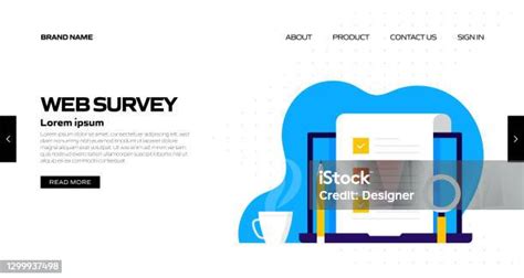 방문 페이지 템플릿 웹 사이트 배너 광고 및 마케팅 자료 온라인 광고 비즈니스 프레젠테이션 등에 대한 온라인 설문 조사 개념