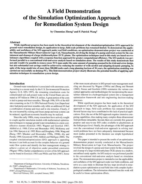Pdf A Field Demonstration Of The Simulation Optimization Approach For