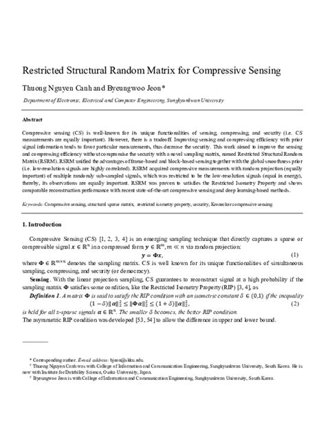 pdf restricted structural random matrix for compressive sensing