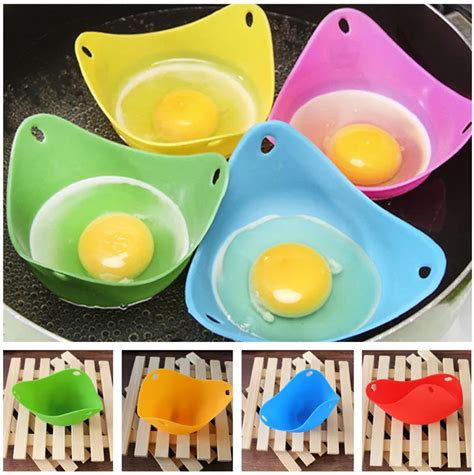 Hot Sell 4pcs Portable Silicone Egg Poacher Cook Poach Pods Kitchen Baking Cup Utensil In Beep