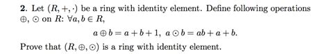 solved let r be a ring with identity element define