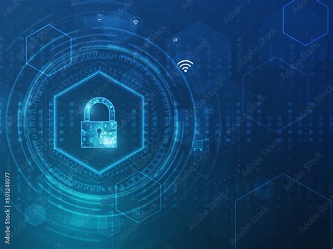 Security Shield Lock Digital Background 2d Illustration Stock Illustration Adobe Stock