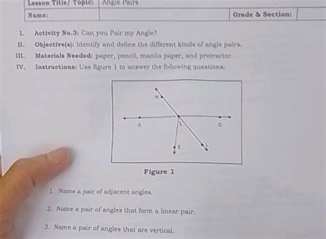 Lesson Title Tople Angle Pairs Grade Section StudyX