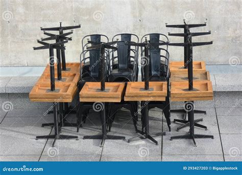 Stacked Tables And Chairs Stock Image Image Of Stacked 293427203