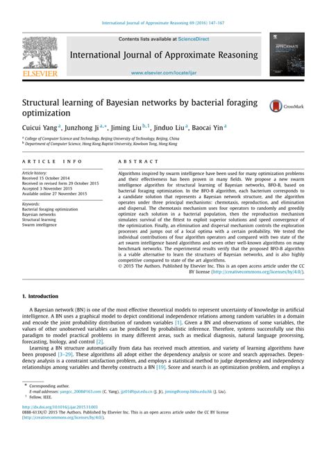 Pdf Structural Learning Of Bayesian Networks By Bacterial Foraging Optimization