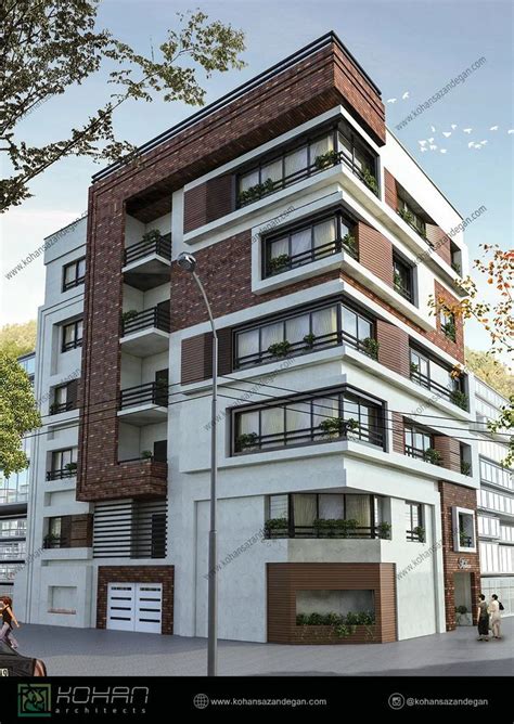 طراحی نقشه آپارتمان مدرن ۵ طبقه Facade Architecture Design