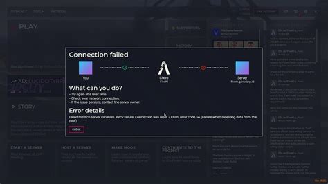 Failed To Fetch Server Variables Recv Failure Connection Was Reset CURL Error Code