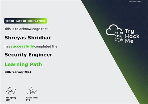 Shreyas Shridhar On Linkedin Securityengineer Cybersecurity Achievementunlocked