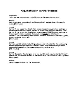 AP Language Pre AP Argumentative Partner Practice By Jamie Sterlacci