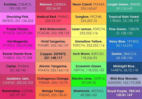 Names Of Crayon Colors