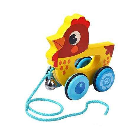 Handmade Wooden Pull Toy Pull Along Toy With String Early Development