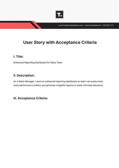 Free User Story With Acceptance Criteria Template To Edit Online