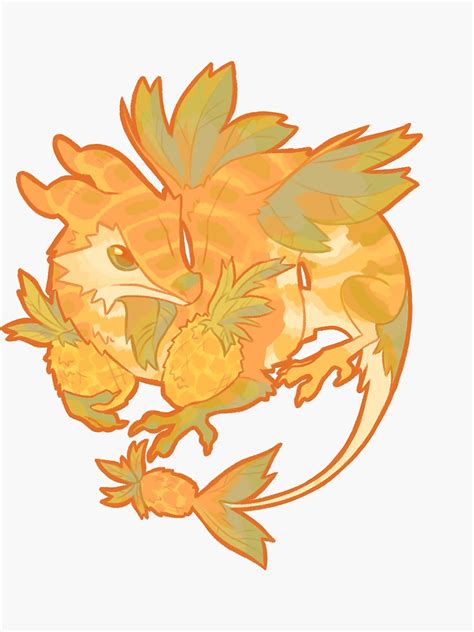 Pineapple Dragon Sticker For Sale By Eelbasket Redbubble