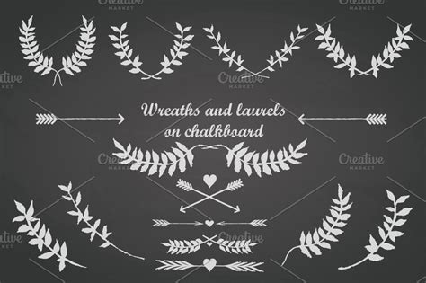 Chalkboard Laurels Arrows Hearts Illustrations ~ Creative Market