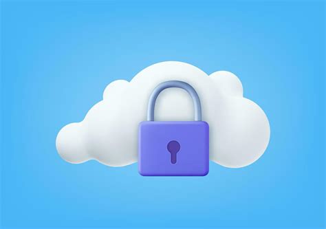 3d White Fluffy Cloud And Locked Padlock Security Concept 3d Rendering Password Protected