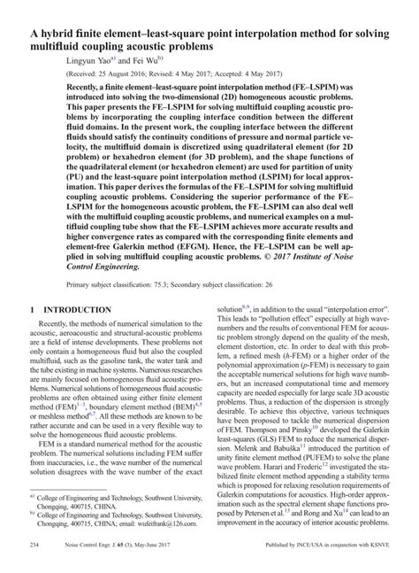 Pdf A Hybrid Finite Element Least Square Point Interpolation Method For Solving Multifluid