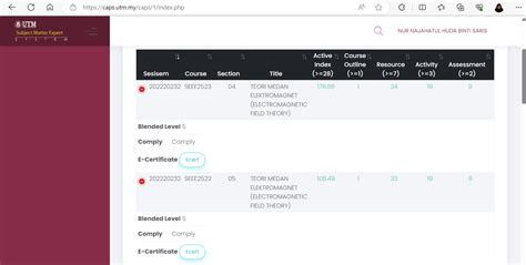 Utm Blended Learning Reporting System 2023 Nur Najahatul Huda Saris